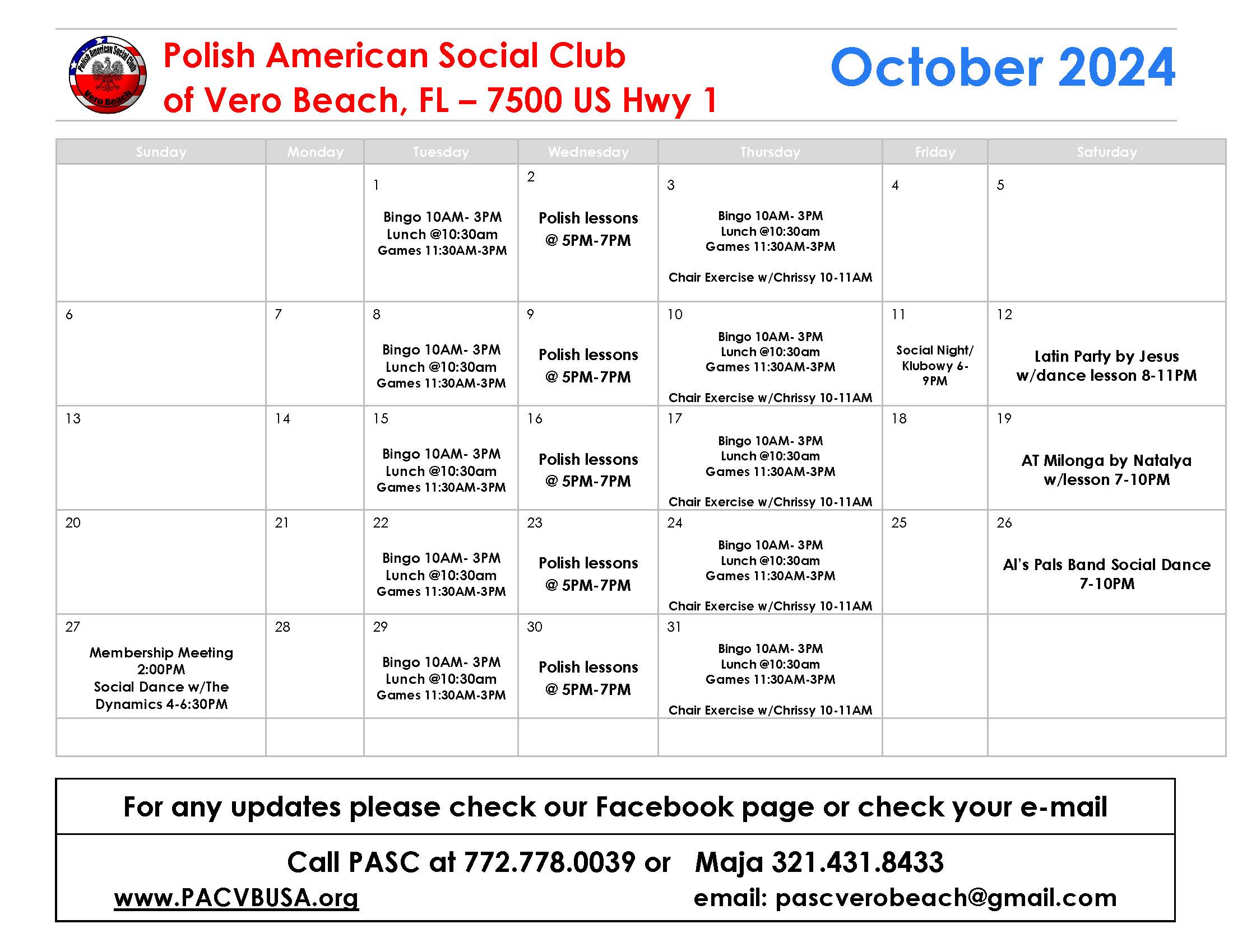 PASC-CALENDAR-2024-OCT – Polish American Social Club of Vero Beach